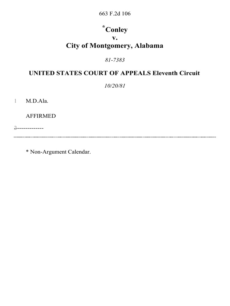 Conley v. City of Montgomery, Alabama, 663 F.2d 106, 11th Cir. (1981) | PDF