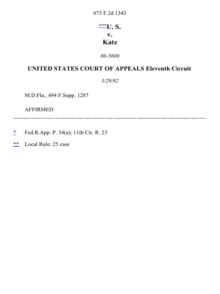 United States v. Katz, 673 F.2d 1343, 11th Cir. (1982) | PDF