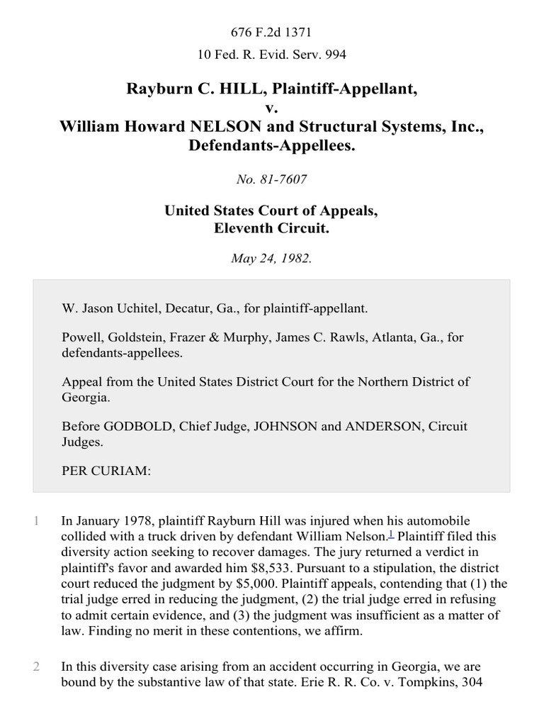 Rayburn C. Hill v. William Howard Nelson and Structural Systems, Inc ...
