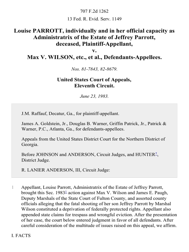 Louise Parrott, Individually and in Her Official Capacity As ...