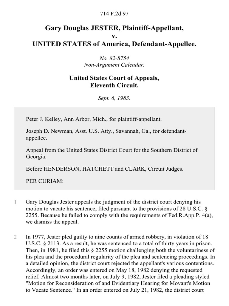 Gary Douglas Jester v. United States, 714 F.2d 97, 11th Cir. (1983 ...