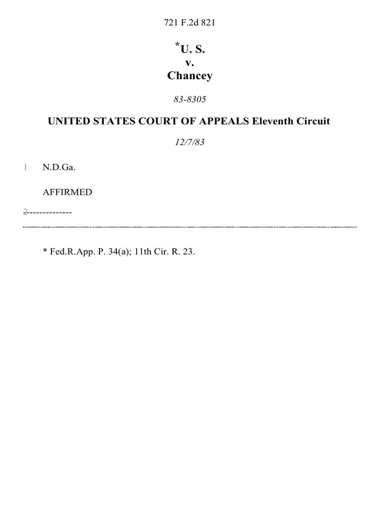 United States v. Chancey, 721 F.2d 821, 11th Cir. (1983) | PDF
