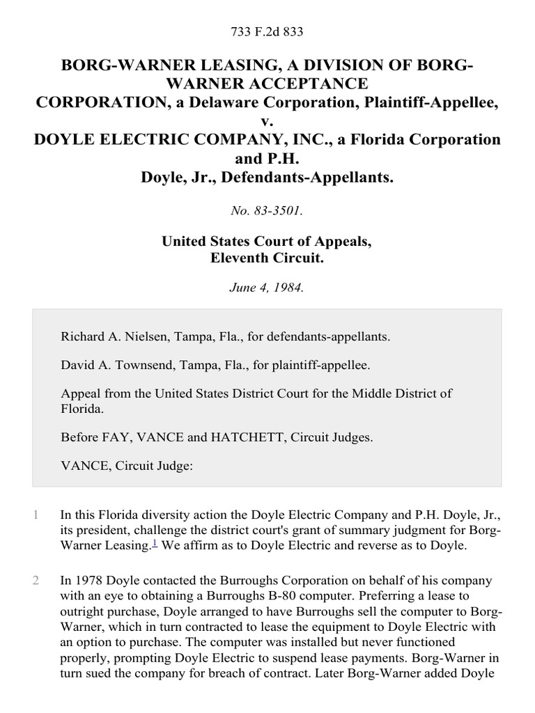 Borg-Warner Leasing, A Division of Borg-Warner Acceptance Corporation ...