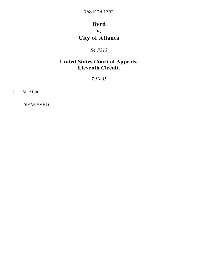 Byrd v. City of Atlanta, 768 F.2d 1352, 11th Cir. (1985) | PDF