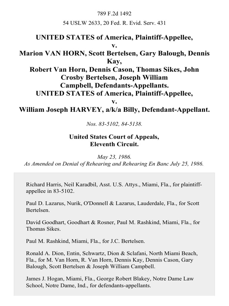 United States v. Marion Van Horn, Scott Bertelsen, Gary Balough, Dennis ...