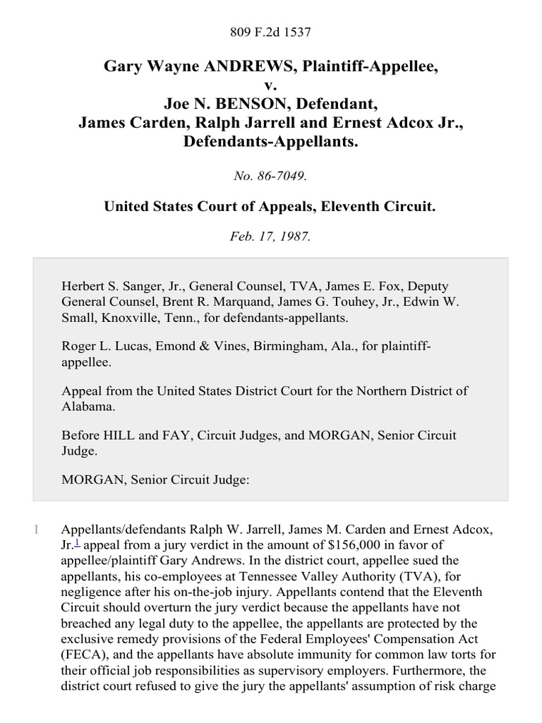 Gary Wayne Andrews v. Joe N. Benson, James Carden, Ralph Jarrell and ...