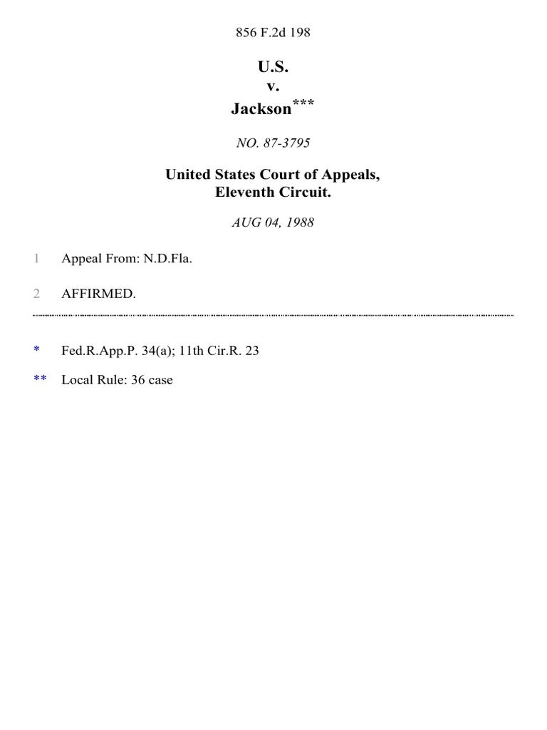 United States v. Jackson, 856 F.2d 198, 11th Cir. (1988) | PDF