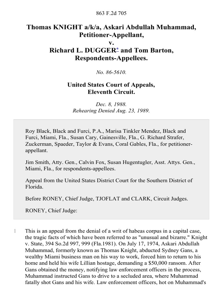 Thomas Knight A/k/a, Askari Abdullah Muhammad v. Richard L. Dugger and ...