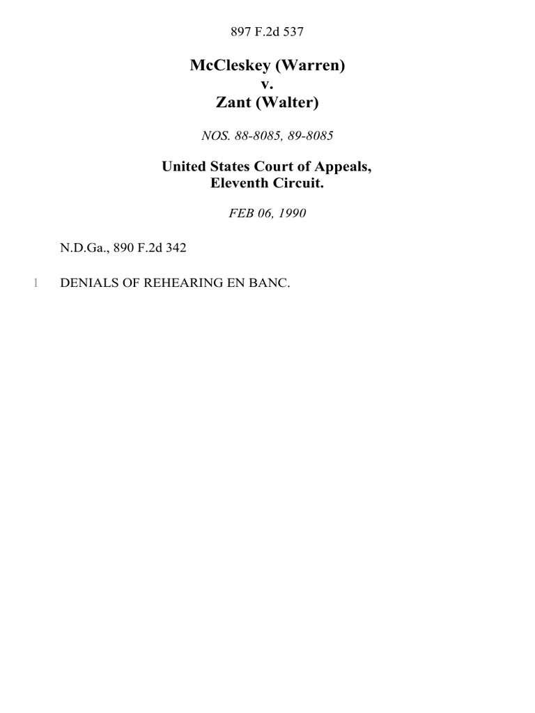 McCleskey (Warren) v. Zant (Walter), 897 F.2d 537, 11th Cir. (1990) | PDF