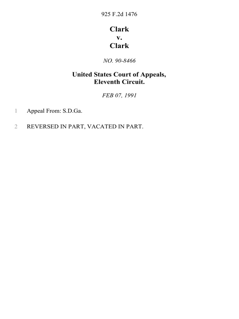Clark v. Clark, 925 F.2d 1476, 11th Cir. (1991) | PDF