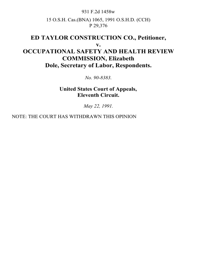 Ed Taylor Construction Co. v. Occupational Safety and Health Review ...
