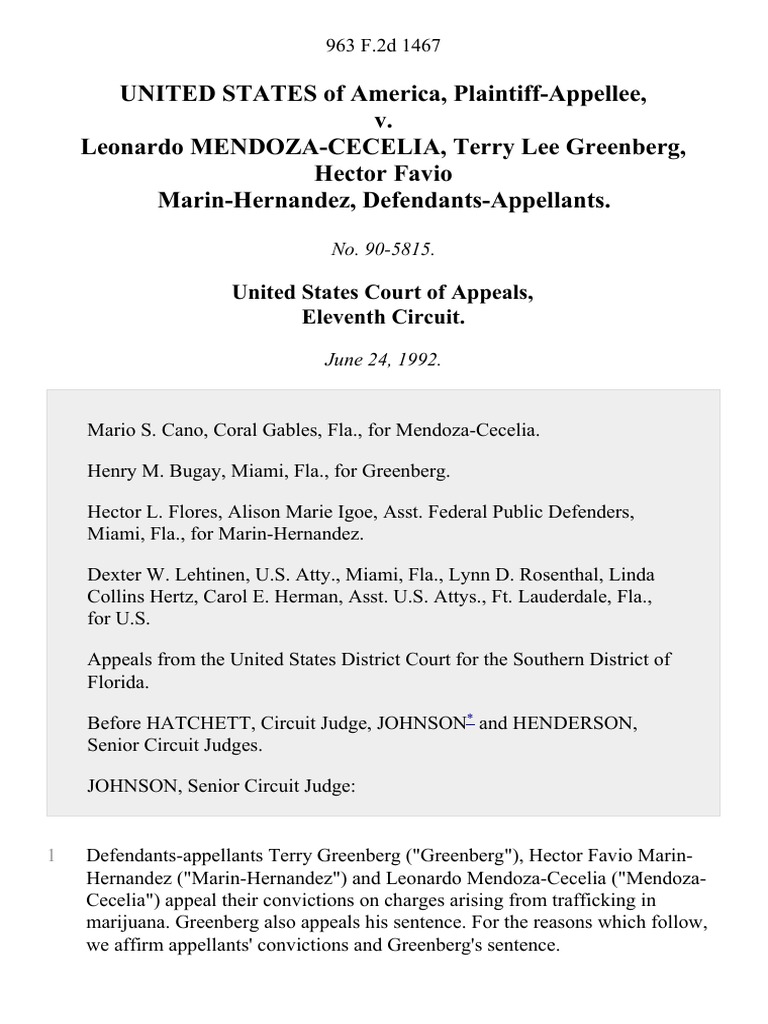 United States v. Leonardo Mendoza-Cecelia, Terry Lee Greenberg, Hector ...