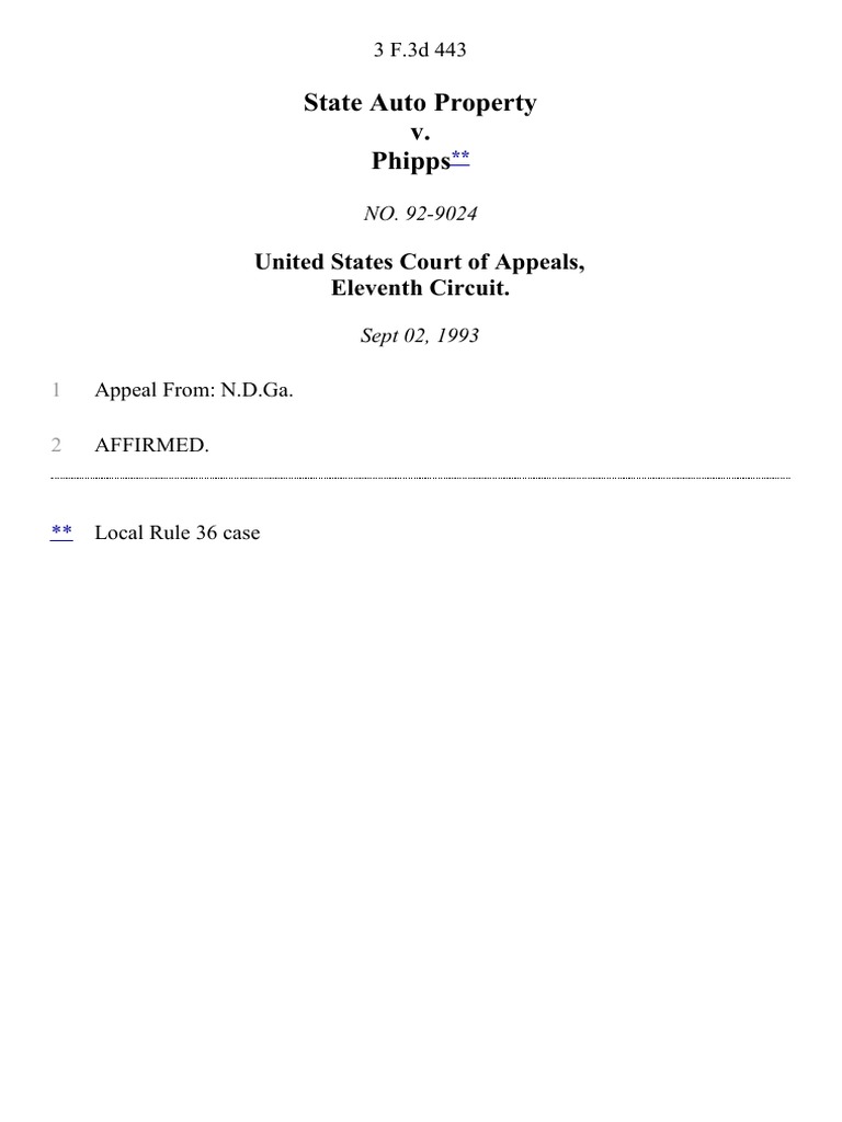 State Auto Property v. Phipps, 3 F.3d 443, 11th Cir. (1993) | PDF