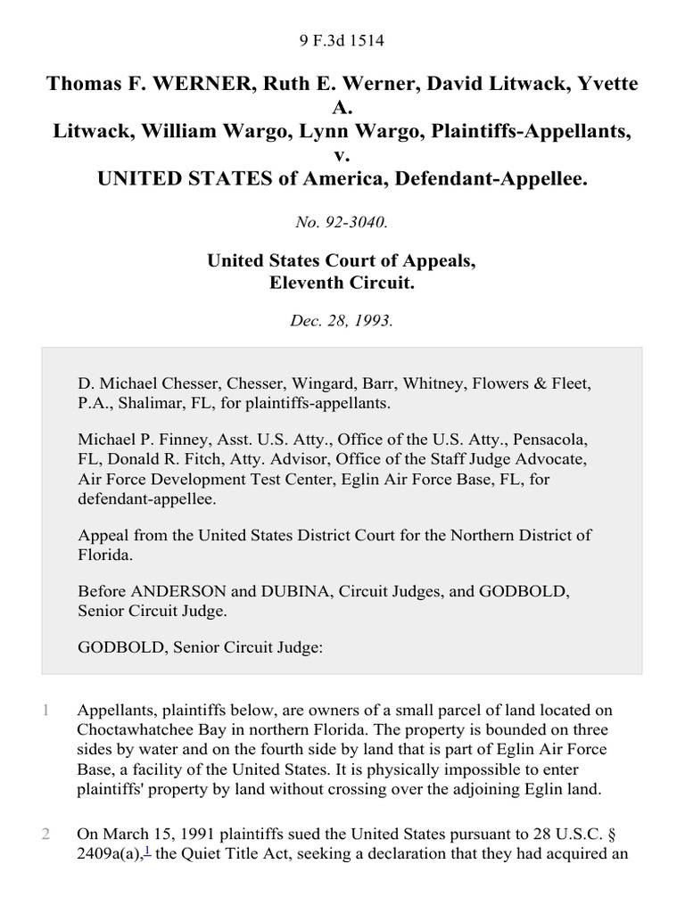 Thomas F. Werner, Ruth E. Werner, David Litwack, Yvette A. Litwack ...