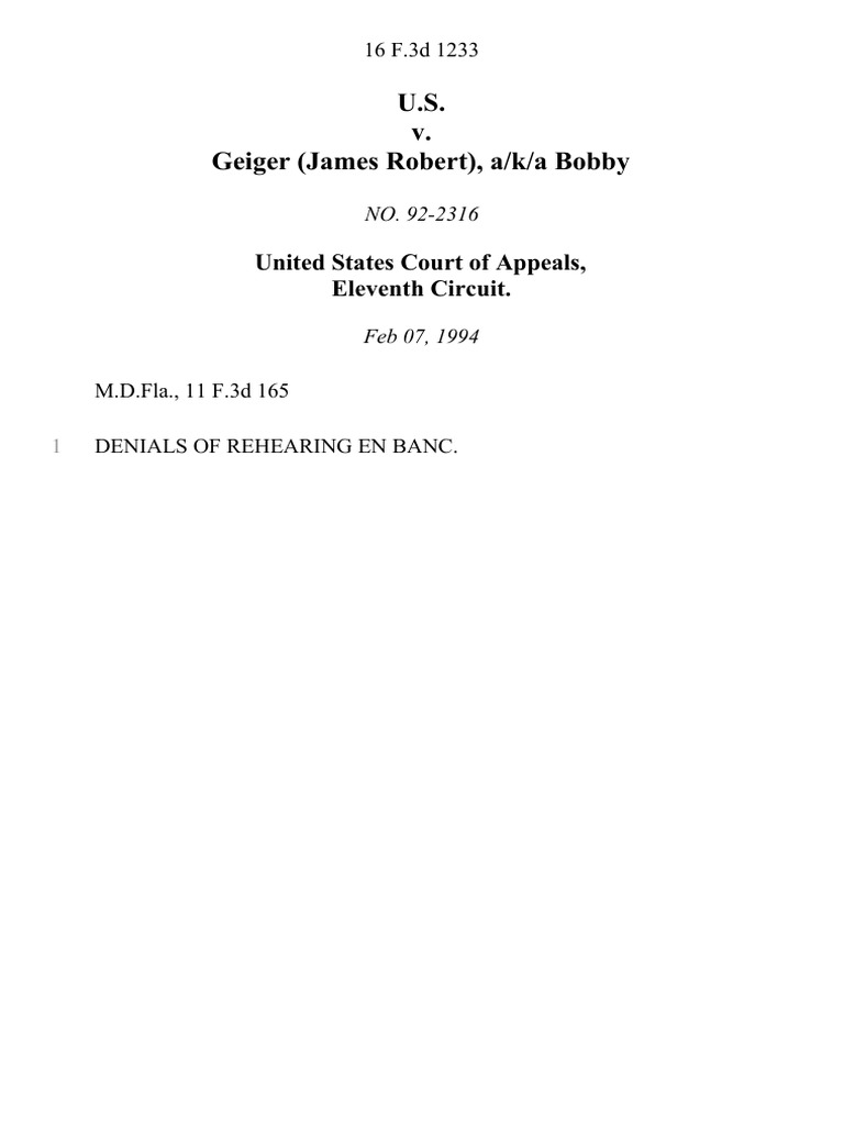 United States v. Geiger (James Robert), A/K/A Bobby, 16 F.3d 1233, 11th ...