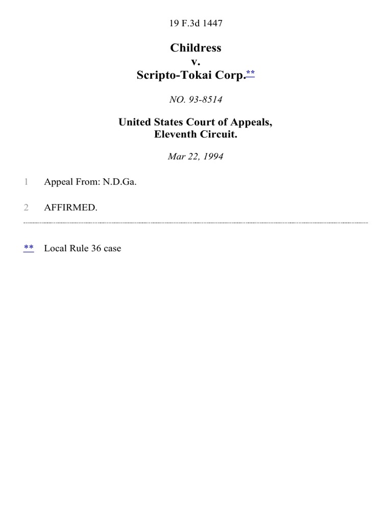 Childress v. Scripto-Tokai Corp., 19 F.3d 1447, 11th Cir. (1994) | PDF