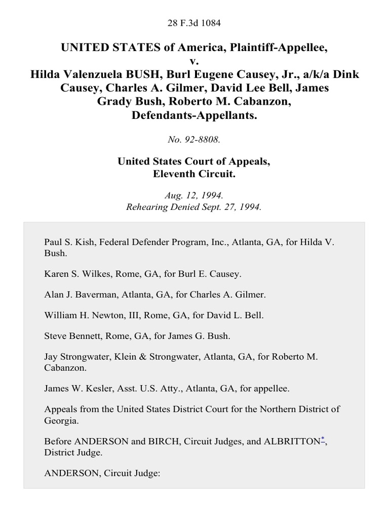 United States v. Hilda Valenzuela Bush, Burl Eugene Causey, JR., A/K/A ...