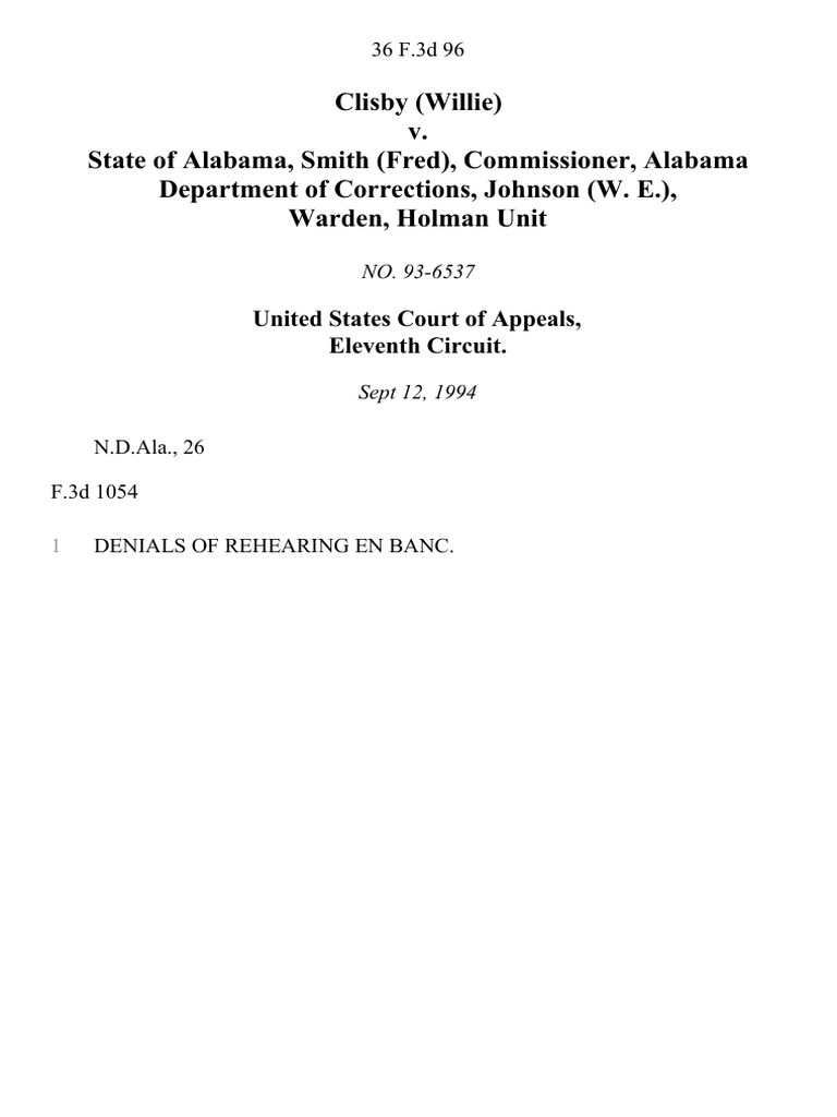 Clisby (Willie) v. State of Alabama, Smith (Fred), Commissioner ...