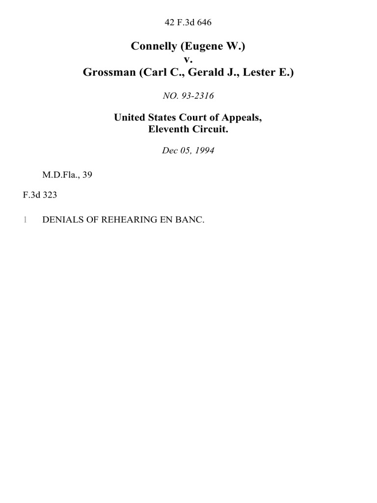 Connelly (Eugene W.) v. Grossman (Carl C., Gerald J., Lester E.), 42 F ...