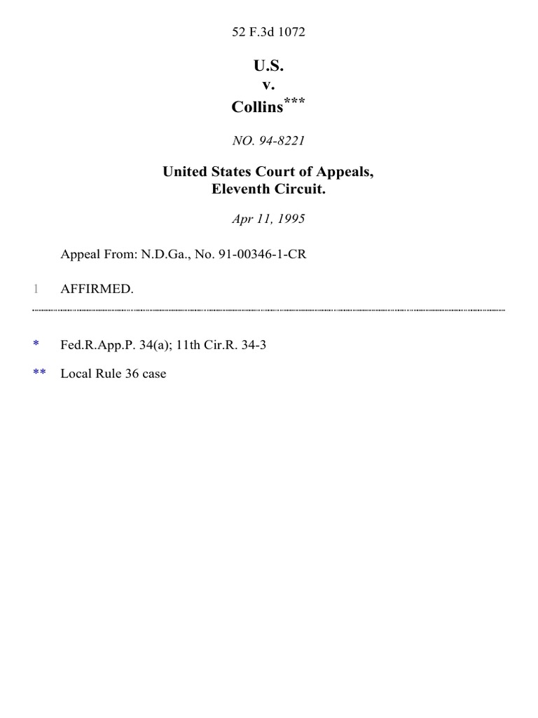 U.S. v. Collins: United States Court of Appeals, Eleventh Circuit | PDF ...
