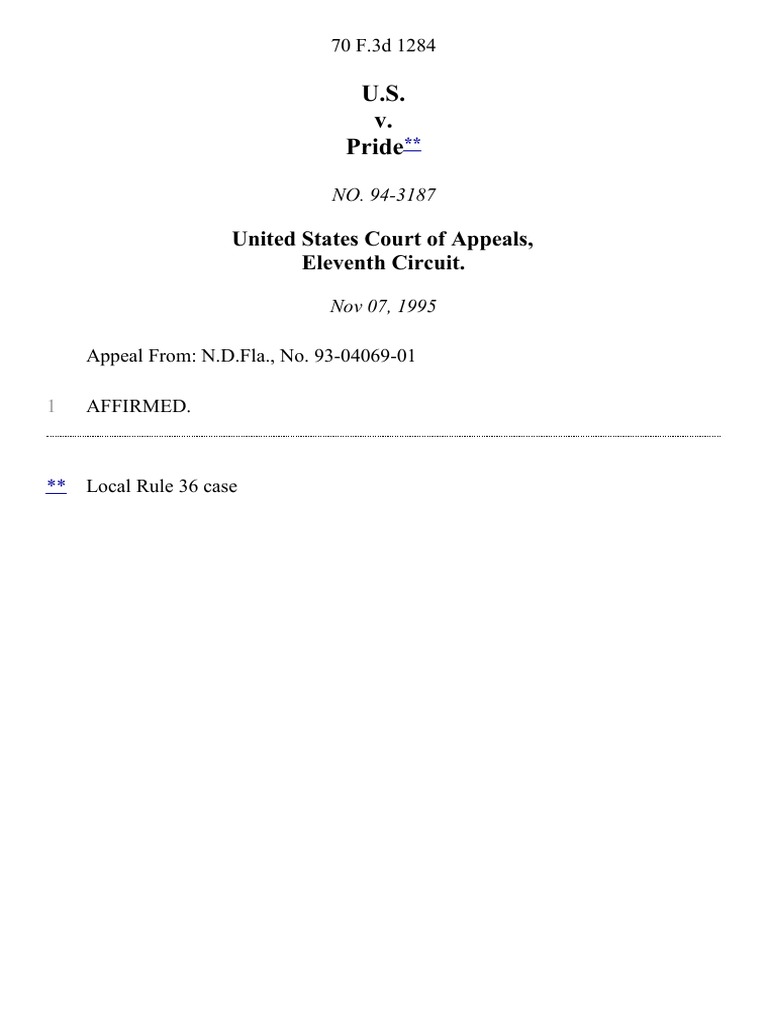 United States v. Pride, 70 F.3d 1284, 11th Cir. (1995) | PDF