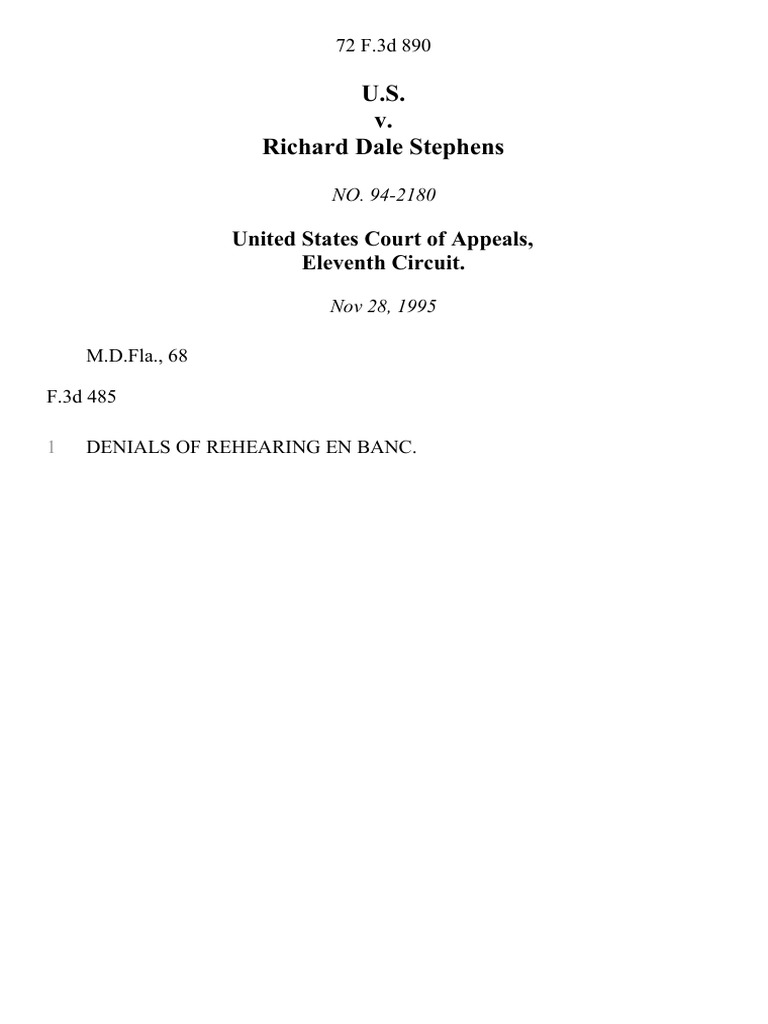 United States v. Richard Dale Stephens, 72 F.3d 890, 11th Cir. (1995) | PDF