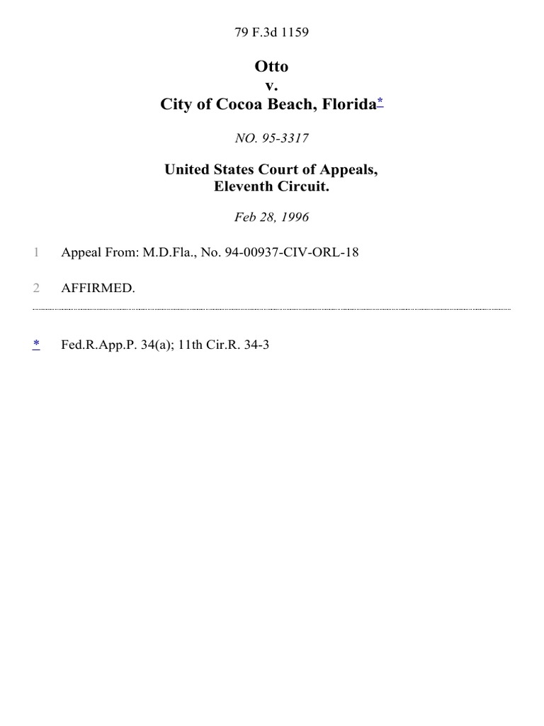 Otto v. City of Cocoa Beach, Florida, 79 F.3d 1159, 11th Cir. (1996 ...