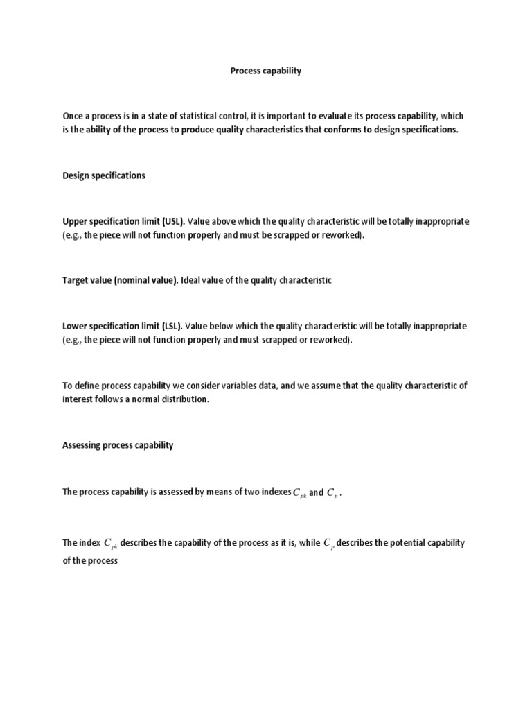 Process Capability | PDF | Standard Deviation | Mean
