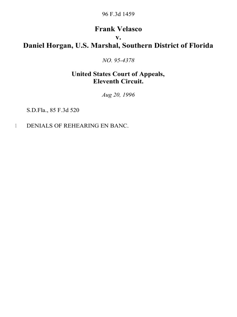 Frank Velasco v. Daniel Horgan, U.S. Marshal, Southern District of ...