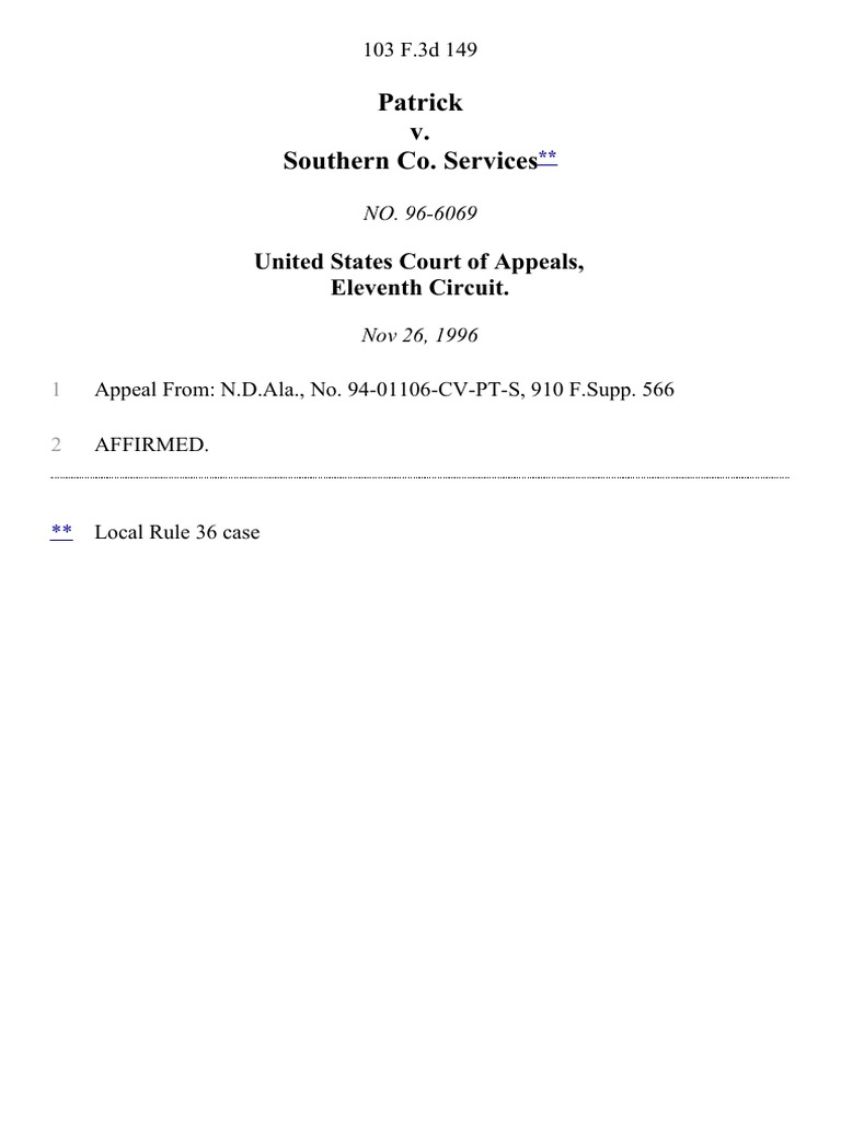 Patrick v. Southern Co. Services Appeal | PDF