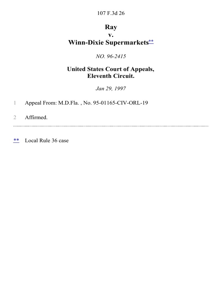 Ray v. Winn-Dixie Ruling | PDF