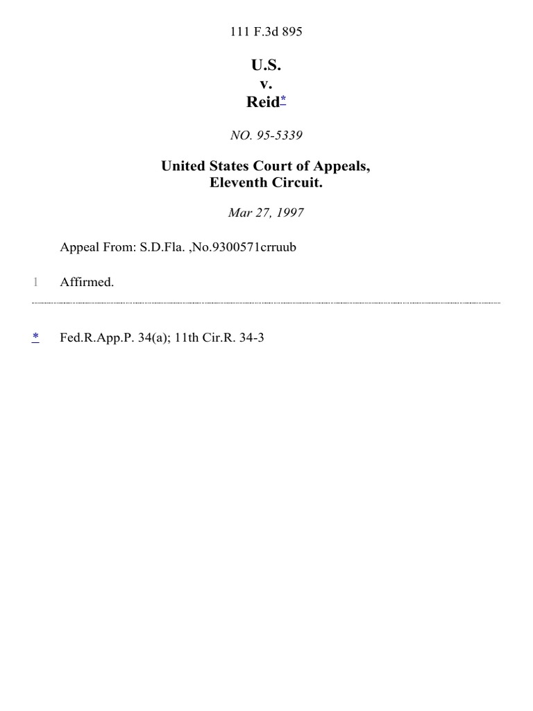 United States v. Reid, 111 F.3d 895, 11th Cir. (1997) | PDF