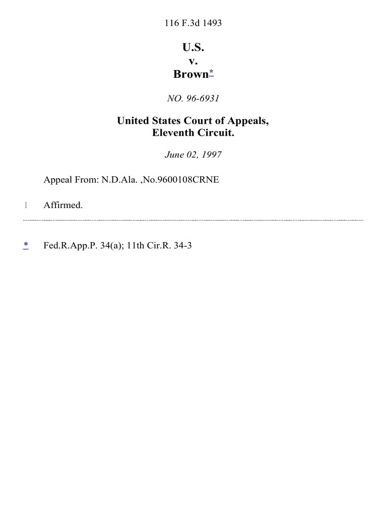 United States v. Brown, 116 F.3d 1493, 11th Cir. (1997) | PDF