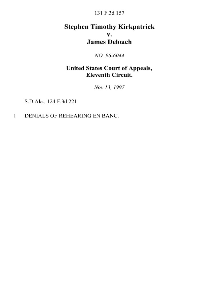 Stephen Timothy Kirkpatrick v. James Deloach, 131 F.3d 157, 11th Cir ...