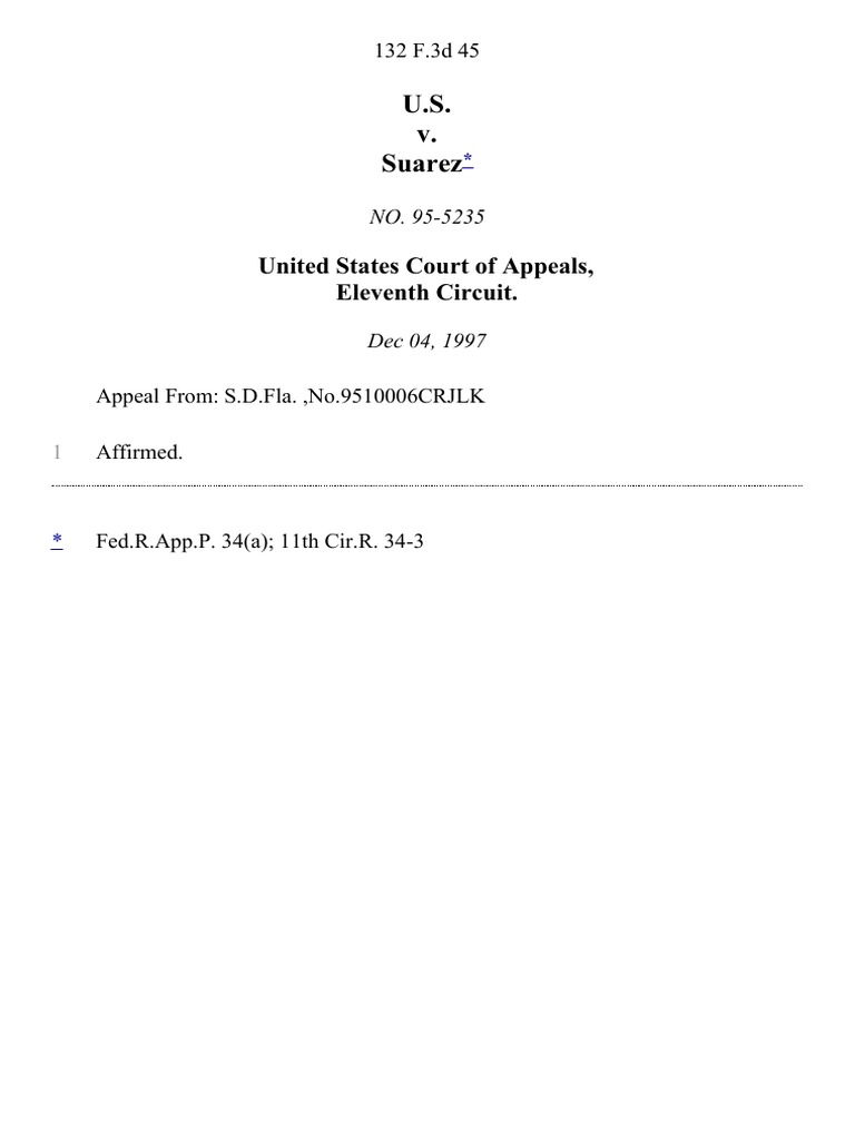 United States v. Suarez, 132 F.3d 45, 11th Cir. (1997) | PDF