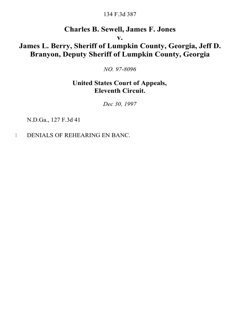 Charles B. Sewell, James F. Jones v. James L. Berry, Sheriff of Lumpkin ...