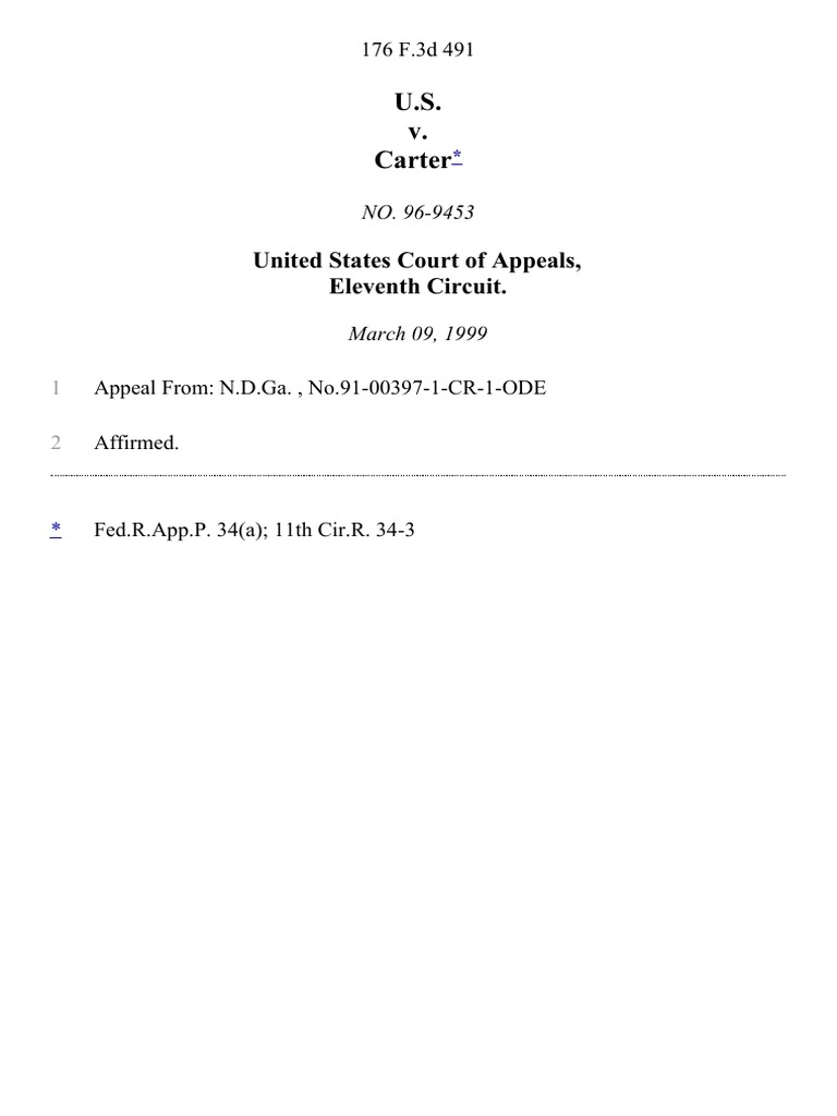 United States v. Carter, 176 F.3d 491, 11th Cir. (1999) | PDF