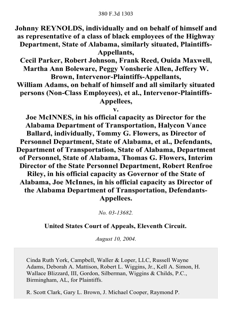 Johnny Reynolds v. Joe McInnes, 380 F.3d 1303, 11th Cir. (2004) | PDF ...
