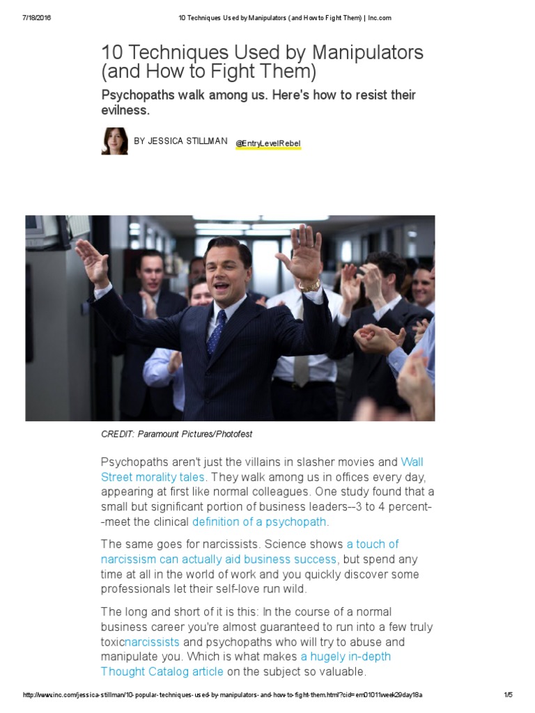 10 Techniques Used by Manipulators (And How To Fight Them) - Inc | PDF ...