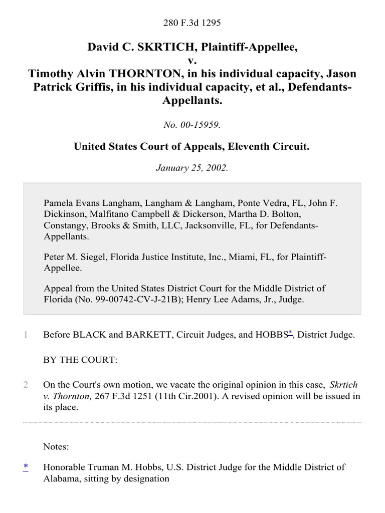 David C. Skrtich v. Timothy Alvin Thornton, in His Individual Capacity ...