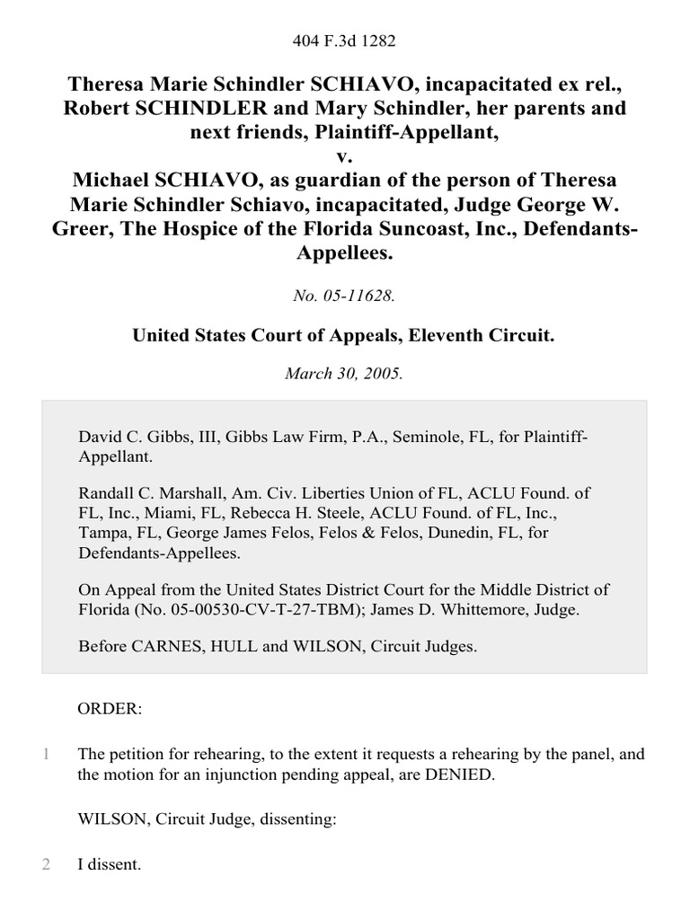 Schiavo Case Appeal Decision Summary | PDF