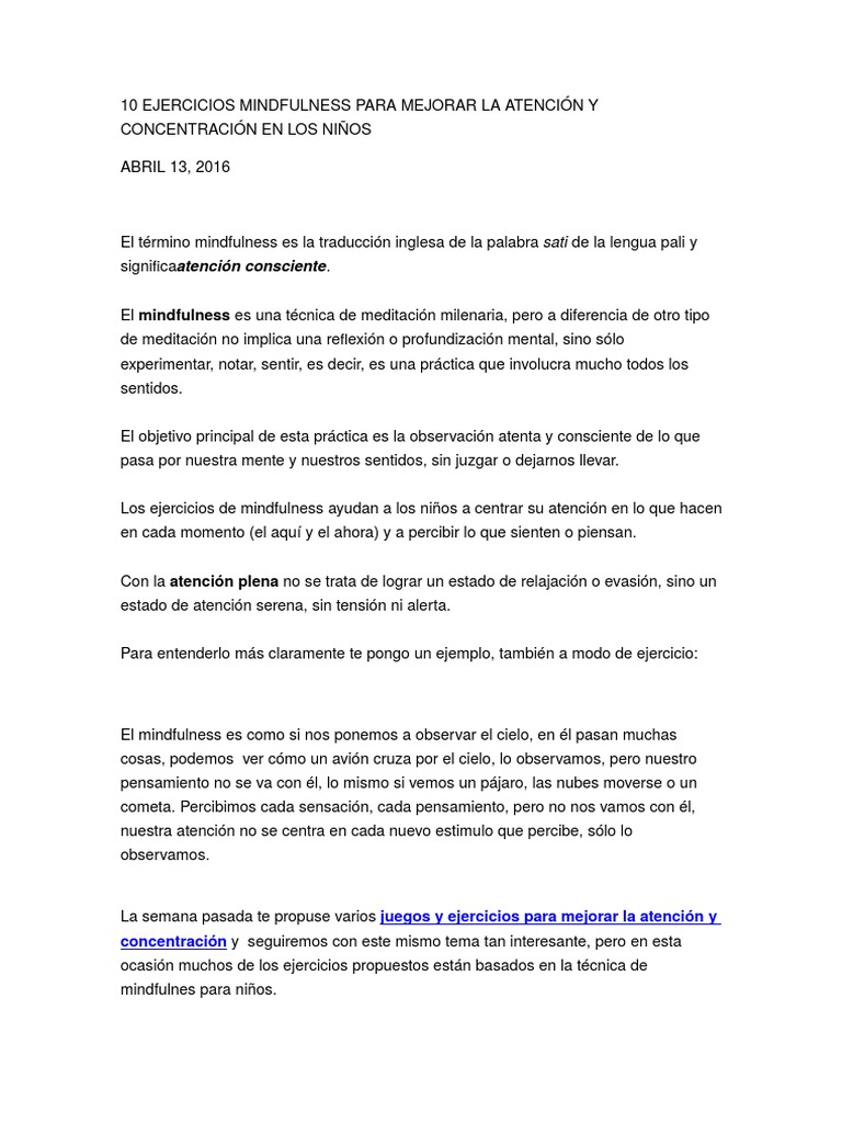 10 Ejercicios Mindfulness para Mejorar La Atención y Concentración en ...
