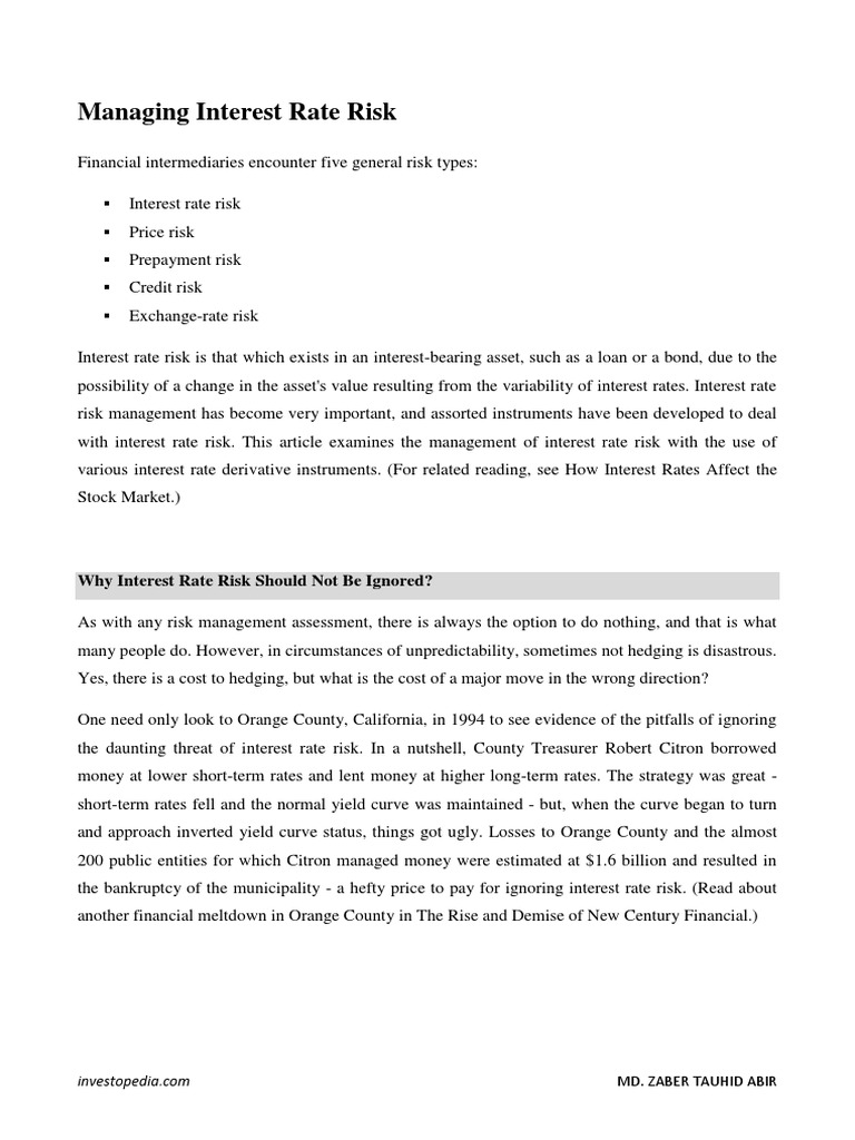 Managing Interest Rate Risk | PDF | Swap (Finance) | Interest
