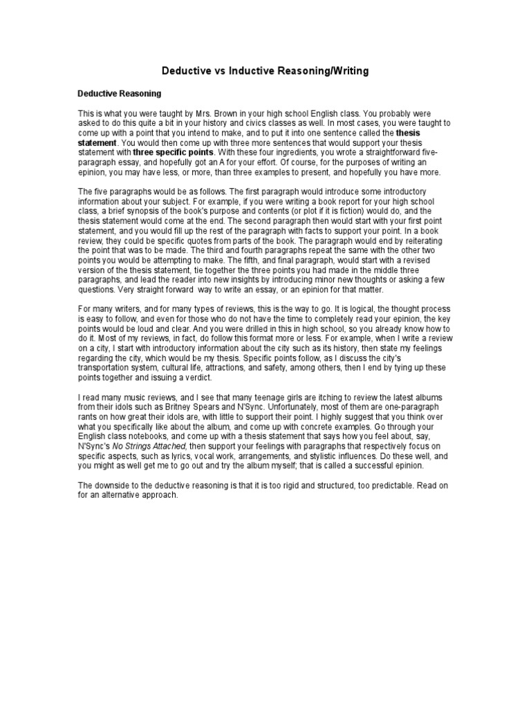 Deductive Vs Inductive Reasoning | PDF