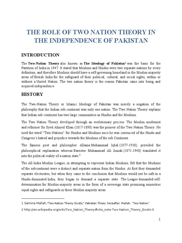 Two-Nation Theory and Pakistan's Birth | PDF | Muhammad Ali Jinnah ...