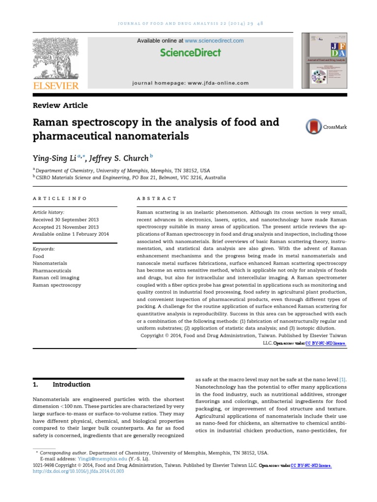 Raman Food | PDF | Raman Spectroscopy | Infrared Spectroscopy