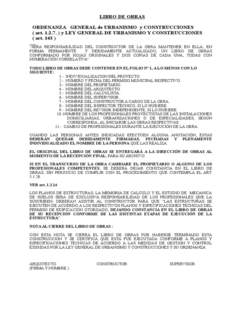 Libro de Obras | PDF