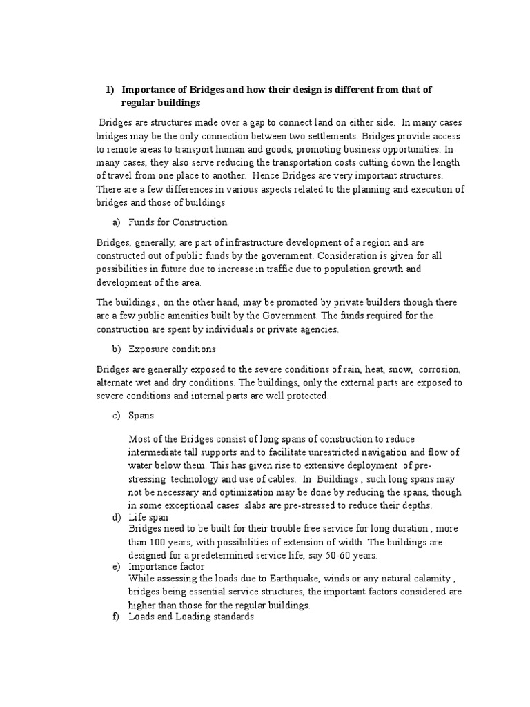 Short Notes On Bridges | PDF | Structural Load | Beam (Structure)
