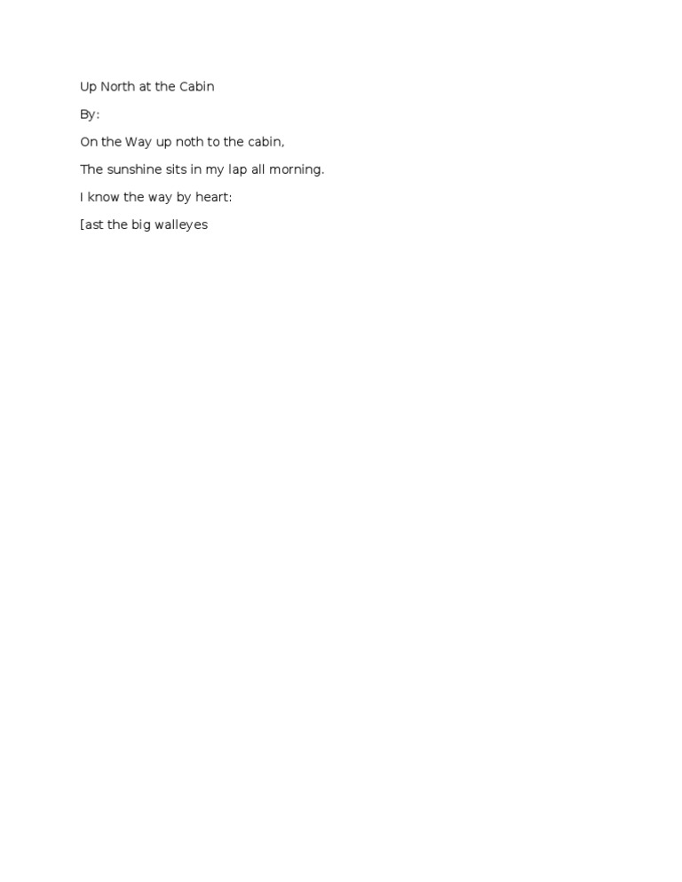 Up North at the Cabin Poem | PDF