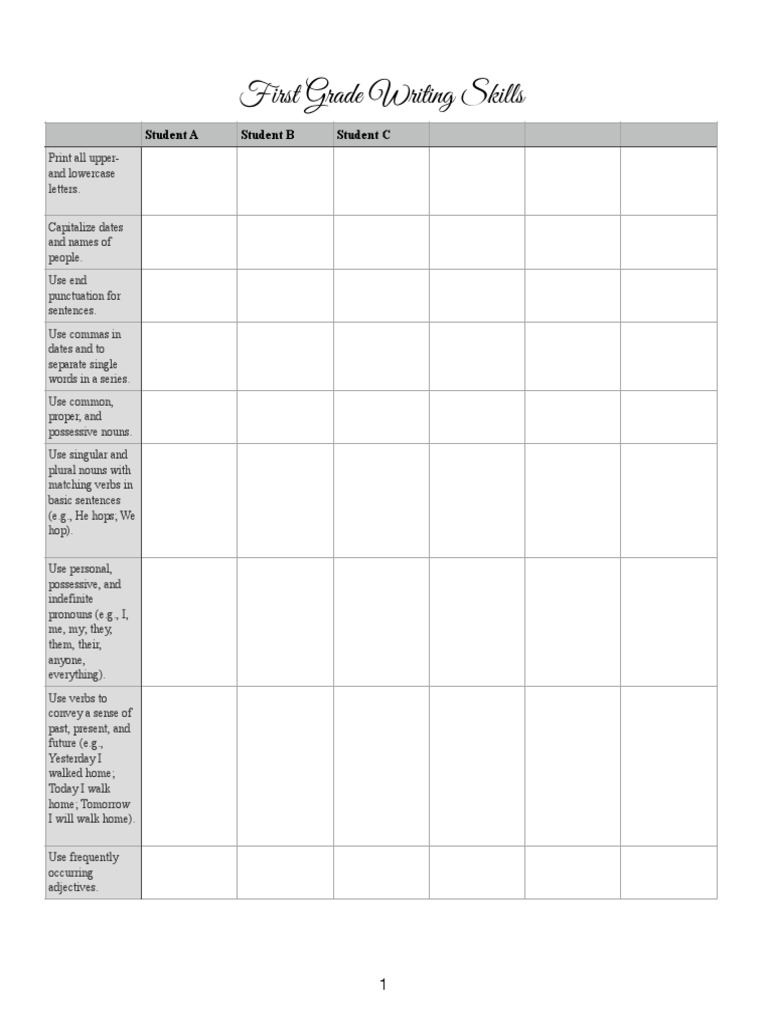 Writing Skills First Grade | PDF